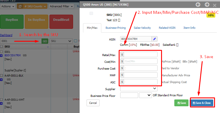 How to quick edit Min/Max prices, Actual shipping Cost and MAP in ''Repricing'' – ChannelMAX
